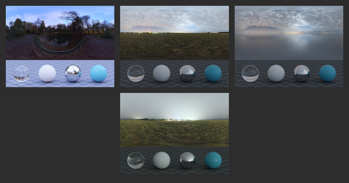HDRI များ: Outdoor > Nature > Artificial Light > Low Contrast • Poly Haven
