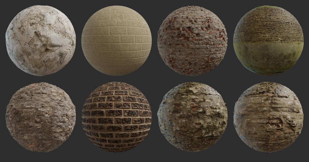 Textures: Plaster-concrete > Brick > Man Made • Poly Haven