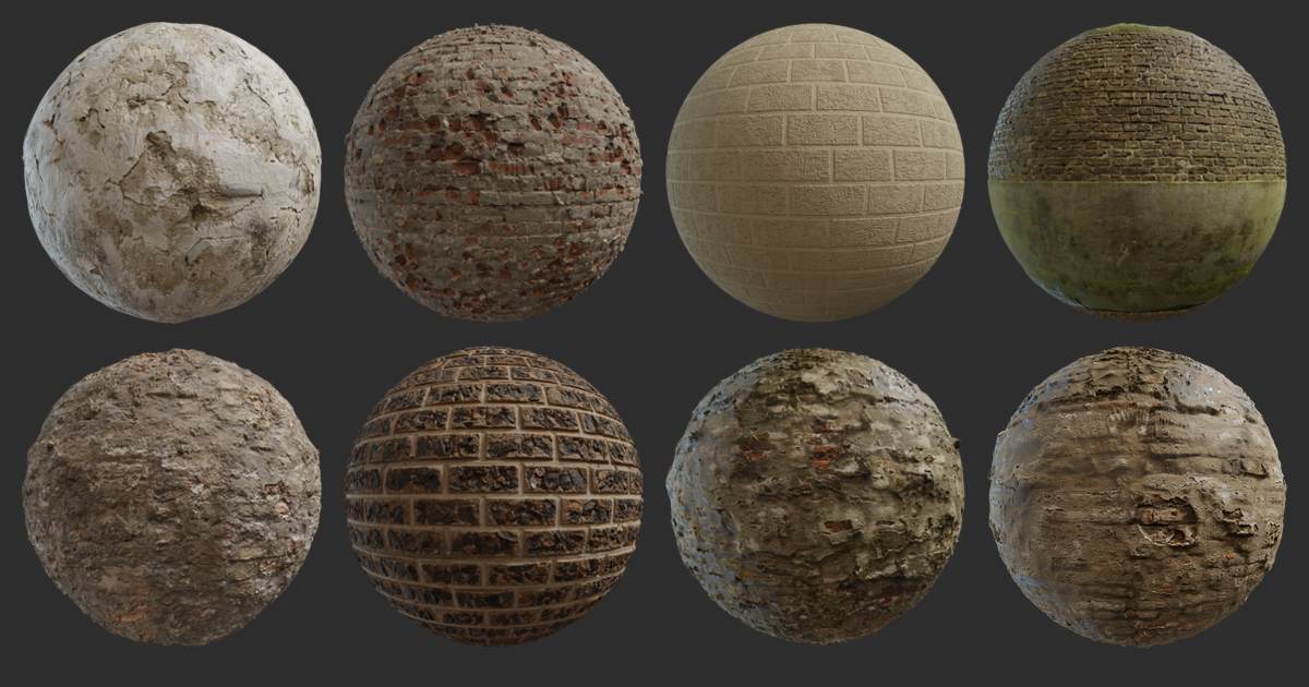 Textures: Plaster-concrete > Wall > Man Made > Brick • Poly Haven