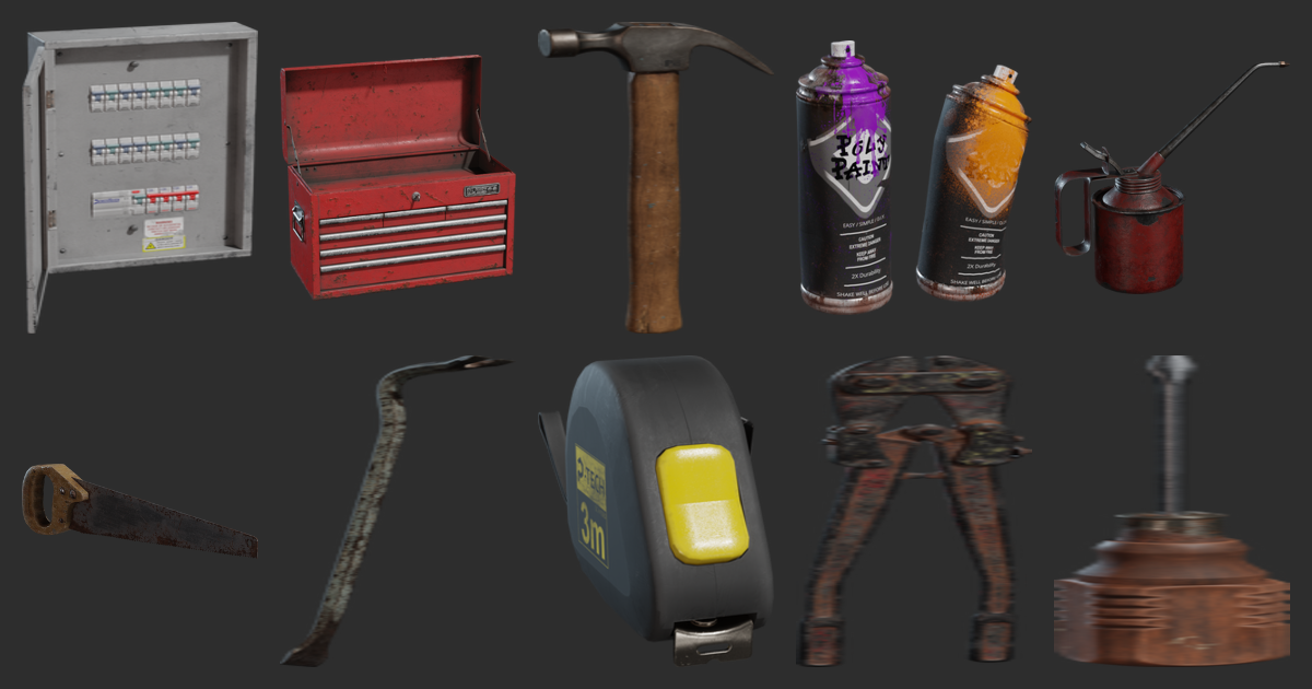 Models: Tools > Industrial > Props • Poly Haven