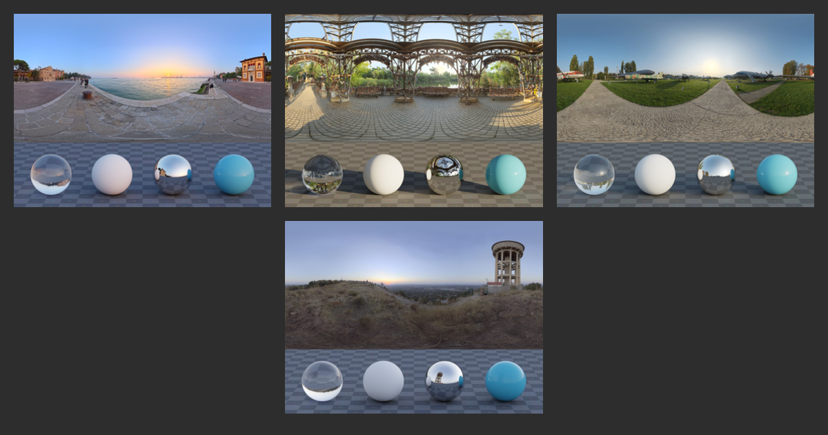 HDRIs: Urban > Sunrise-sunset > Nature > Clear • Poly Haven